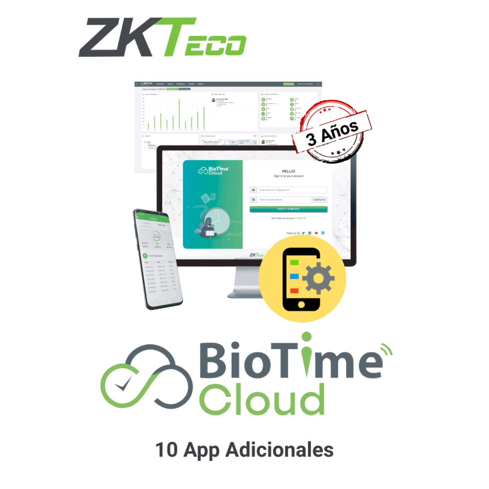 ZKT0820088 ZKTECO BIOTIMECLOUDADDAPP10 - Licencia de in Monterrey